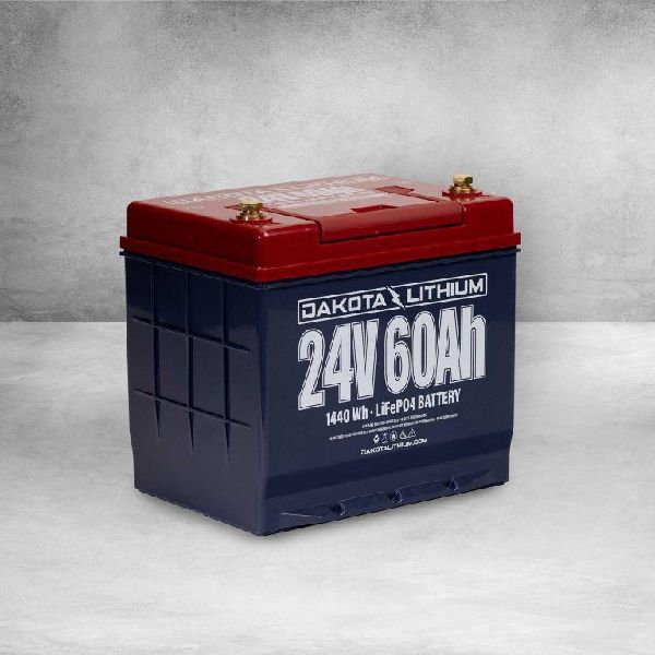 Dakota Lithium 60 Ah 24V LiFePO4 Deep Cycle Battery with 24V 5A Charger ...