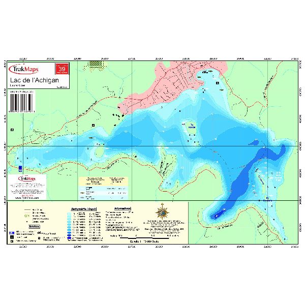 Carte Papier : Lac de l`Achigan - TRAKMAPS | Raytech Électronique